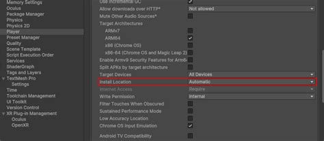 corriger le problème android install location auto pour meta quest