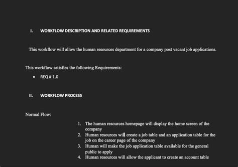 Solved I Workflow Description And Related Requirements This