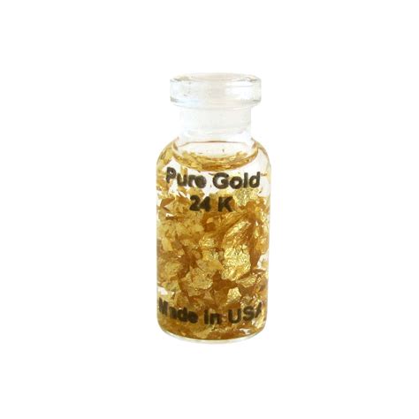14k Pure Gold Leaf Flake Bottle Vial Of 100 Real Gold 14 Karat Flakes