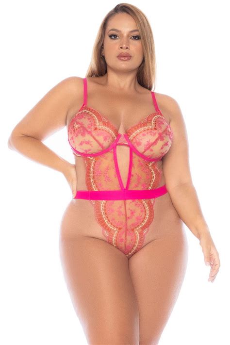 Plus Size Sweet Spectacle Rose Whisper Lingerie Teddy Spicy Lingerie