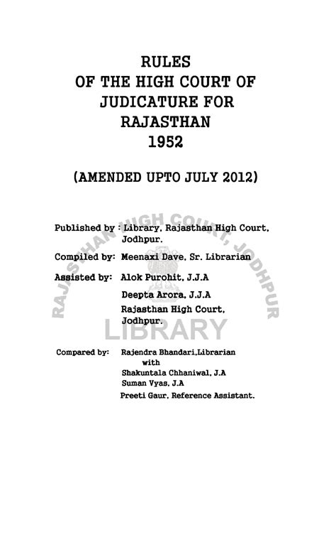 Raj Hc Rules And Regulations Summaries Civil Law Docsity