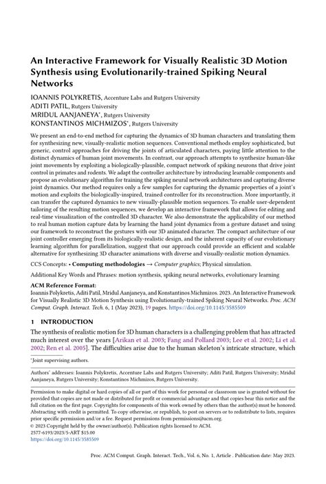 Pdf An Interactive Framework For Visually Realistic 3d Motion Synthesis Using Evolutionarily