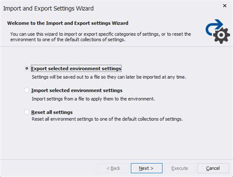 Import And Export Settings