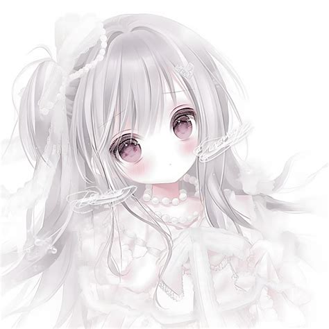 Аниме девушка с длинными белыми волосами и белым платьем Премиум Ai сгенерированное изображение