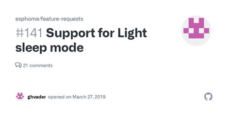 Support For Light Sleep Mode · Issue 141 · Esphomefeature Requests · Github