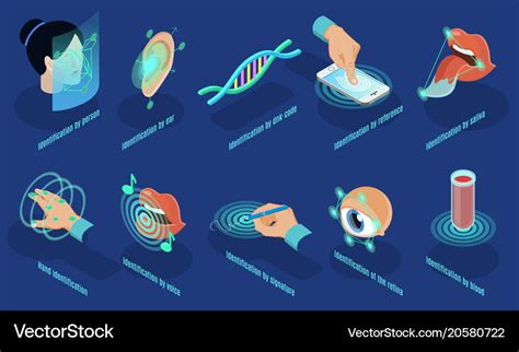 Isometric Biometric Identification Set Royalty Free Vector