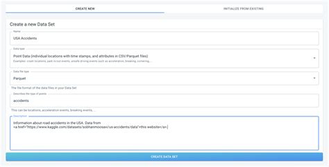 step 1 create data set