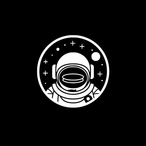 우주비행사 미니멀리스트와 평평한 로고 터 일러스트레이션 프리미엄 벡터