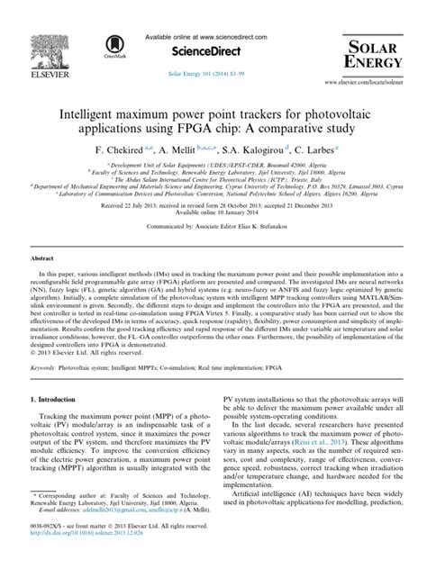 Intelligent Maximum Power Point Trackers For Photovoltaic Pdf Field Programmable Gate Array