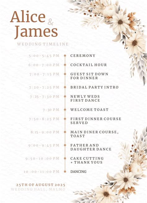 Wedding Timeline Examples