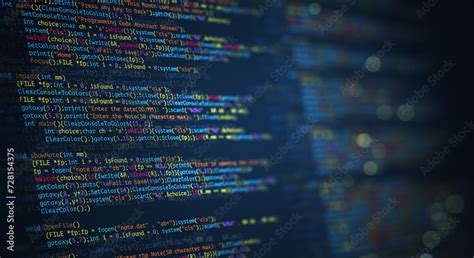 Abstract Modern Tech Of Programming Code Screen Developer C Programming Language Of Computer