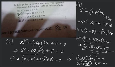 2 Let P Be A Prime Number The Quadratic Equation Having Its Roots As Fa