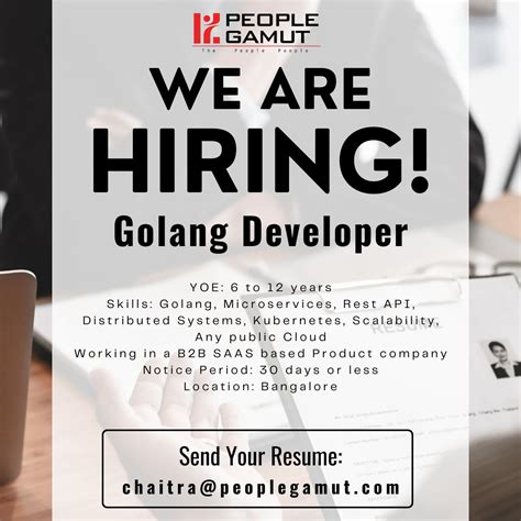 Chaitra Achar On Linkedin Hello Connections We Are Hiring Golang Developer For A Leading Saas