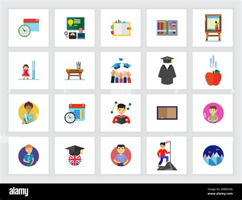 Education Levels Concept Flat Icon Set Stock Vector Image And Art Alamy