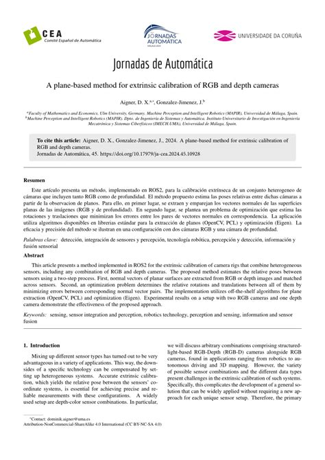 Pdf A Plane Based Method For Extrinsic Calibration Of Rgb And Depth Cameras