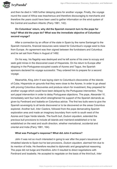 Age Of Reconnaissance Discovery Exploration And Settlement 2826 Words Essay Example