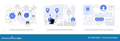 Ai In Sales Strategies Abstract Concept Vector Illustrations