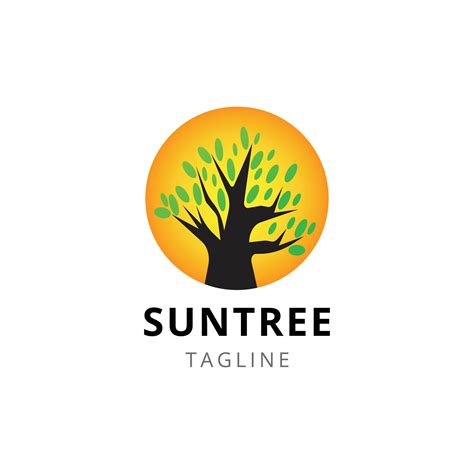 Sun Tree Logo Design Template Vector Vector Art At Vecteezy