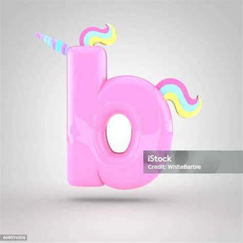 귀여운 유니콘 핑크 편지 B 소문자 0명에 대한 스톡 벡터 아트 및 기타 이미지 0명 3차원 형태 갈기 Istock