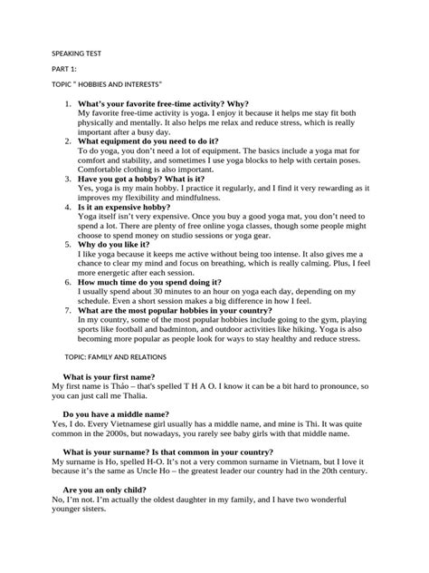 Speaking Test Pdf