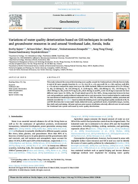 Pdf Variations Of Water Quality Deterioration Based On Gis Techniques In Surface And