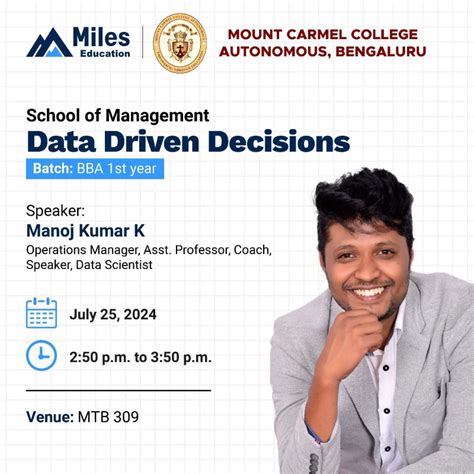Manoj Kumar K On Linkedin Nurturing The Future Generation Mount Carmel College Bangalore