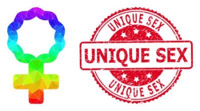 Red round unclean unique sex seal and low poly female cell symbol fotomural fotomurais único