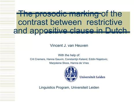 Ppt The Prosodic Marking Of The Contrast Between Restrictive And