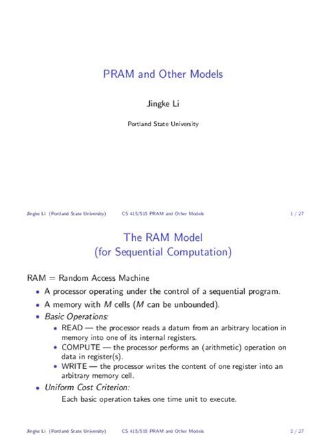 random access machine for the sequential computation cs 415 docsity