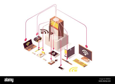 Internet Server Vector Isometric Illustration Computer Hardware