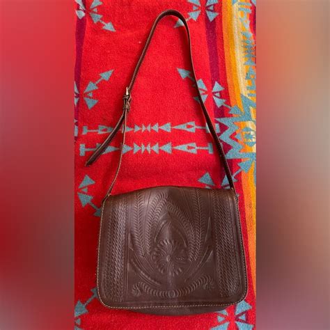 Genuine Tooled Leather Crossbody Purse Gem
