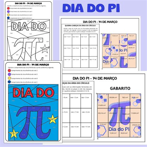 Kit Dia Do Pi Comprimento Da Circunferência Tá Pronto
