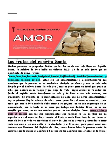 El Amor Como Fruto Del Espíritu Santo Pdf Amor Fruto Del Espiritu