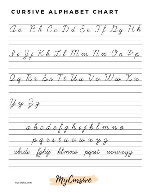 Cursive Chart Printable Cursive Alphabet Chart Two Sizes