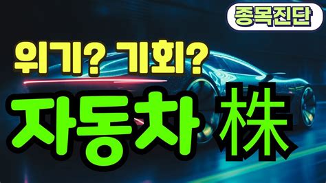 종목진단2 1027 기회인가 위기인가 자동차주 현대차 기아 현대모비스 현대위아 만도 화신 Youtube