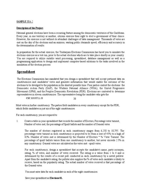 Sba 2 National Elections Spreadsheet And Database Pdf Voting Electoral District