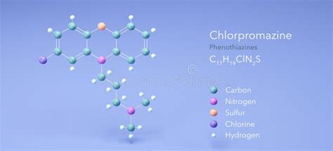 Chlorpromazine Molecule Molecular Structures Phenothiazines 3d Model Structural Chemical