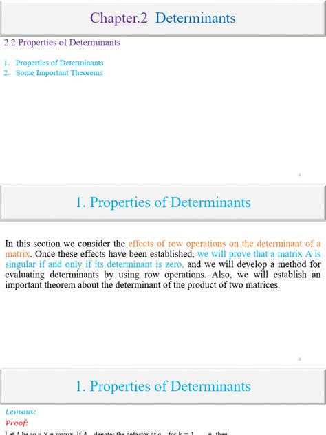 2 2 Properties Of Determinants Pdf Determinant Matrix Mathematics
