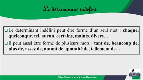 Déterminant 12 Indéfini Bien écrire