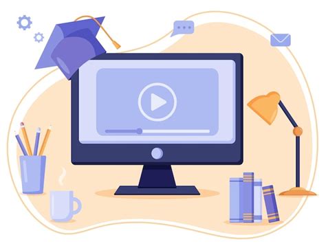 Premium Vector Concept Nline Classes On Monitor Screen For Elearning