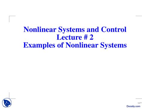 Examples Of Non Linear Systems Non Linear Control Systems Lecture Slides Docsity
