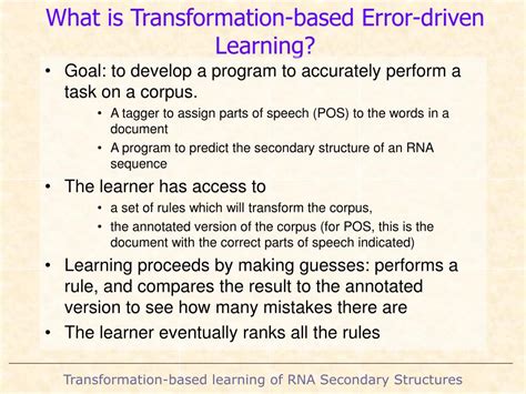 Ppt Rna Secondary Structure Prediction With Error Driven Transformation Based Learning Tbl