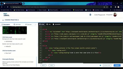 Coding Practice 3 Coding Cover Page Html Css Bootstrap Nxtwave Youtube