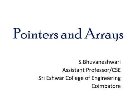 Pointers And Arrays Ppt