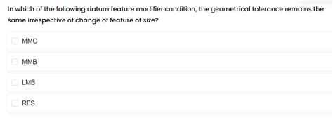 Solved In Which Of The Following Datum Feature Modifier Chegg