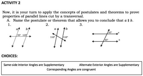 Activity 2 Now It Is Your Turn To Apply The Concepts Of Postulates And Theorems To Prove