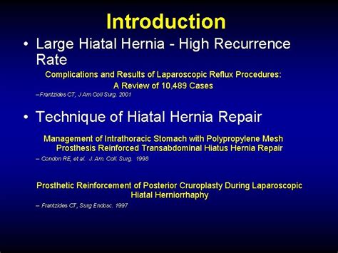 The Use Of Mesh Prosthesis For Hiatal Hernia