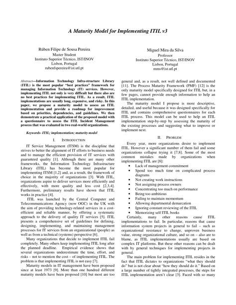 Pdf A Maturity Model For Implementing Itil V3