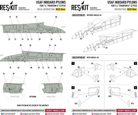 Reskit Rs32 0446 Scale Kit 1 32 Usaf Inboard Pylons For F 4 Phantom Ii 2 Pcs Ebay