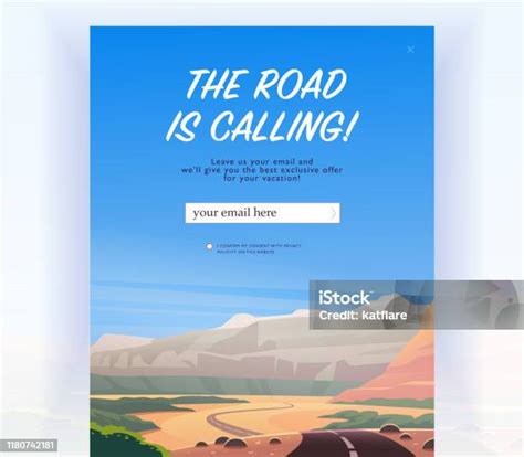 아름다운 평면 협곡 풍경 일러스트 및 이메일 텍스트 상자와 벡터 짜기 페이지 디자인 템플릿 Html에 대한 스톡 벡터 아트 및 기타 이미지 Istock